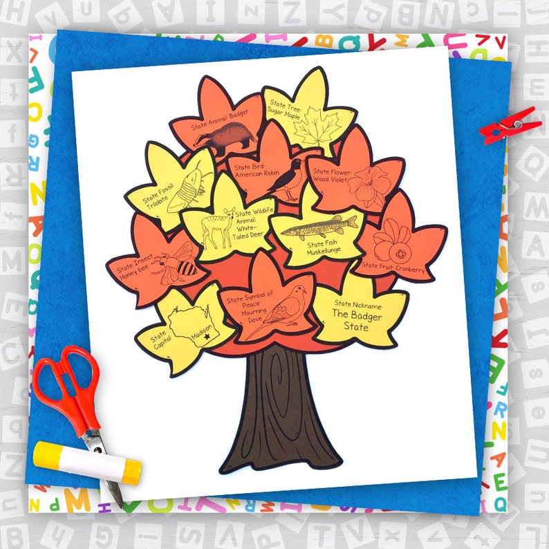 Wisconsin State Symbols, Sugar Maple Tree, Kids Printable Craft ...