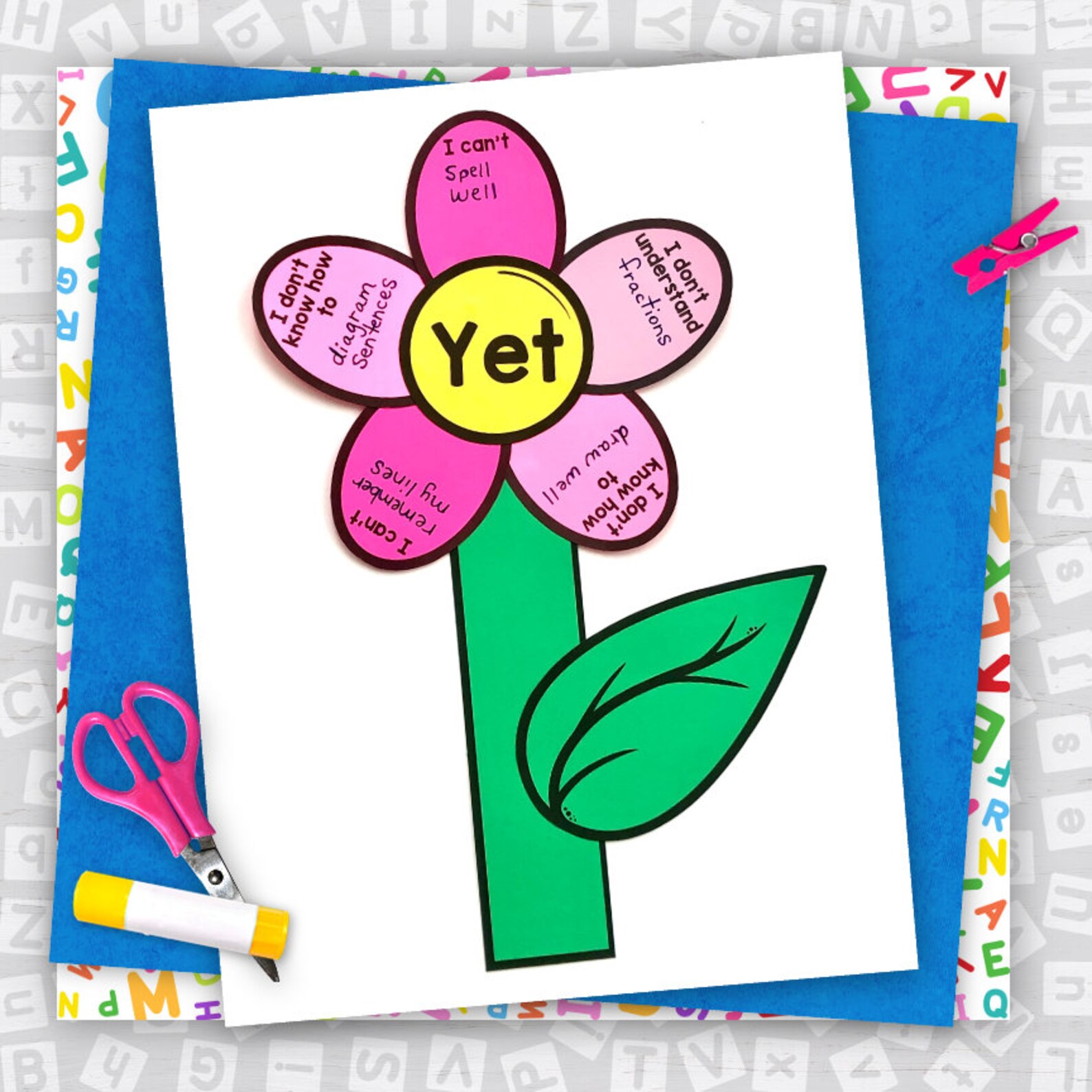 Self Affirmation Power of yet Flower, Kids Printable Craft Template ...