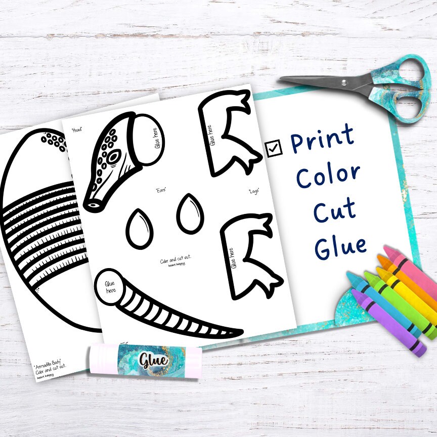 Armadillo Craft, Kids Printable Craft Template, Animal Craft, Texas ...