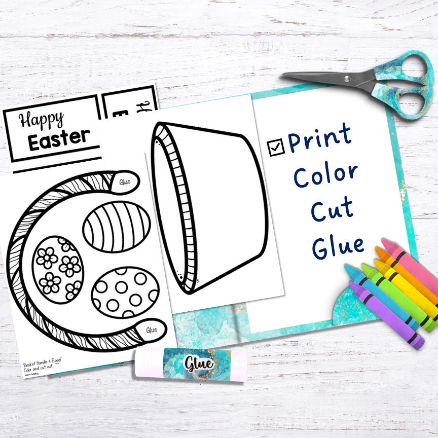 Easter Basket Kids Printable Craft Template, Spring Craft, Easter Craft ...