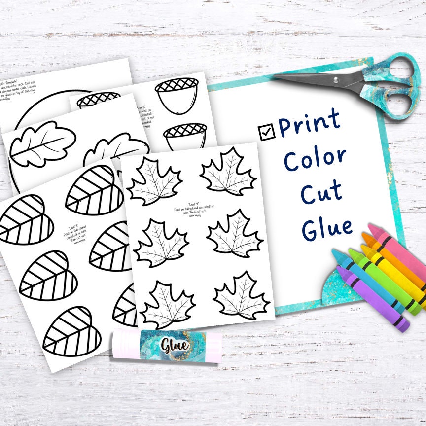 Fall Leaf Wreath Kids Printable Craft Template, Kids Autumn Craft ...
