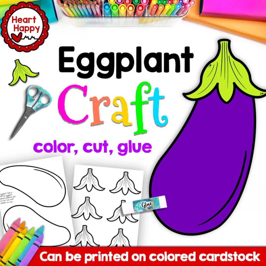 Eggplant Craft Kids Printable Craft Template Vegetable - Etsy