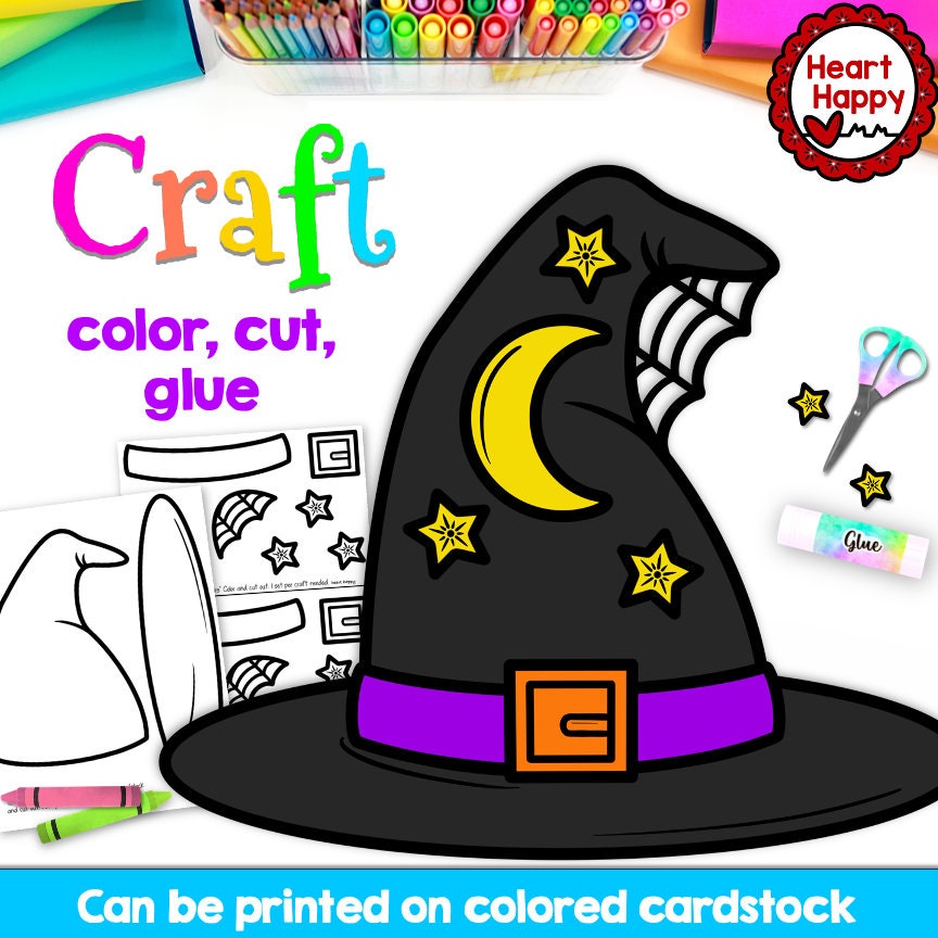 Halloween Witch Hat Craft, Kids Printable Craft Template, Fall Craft ...