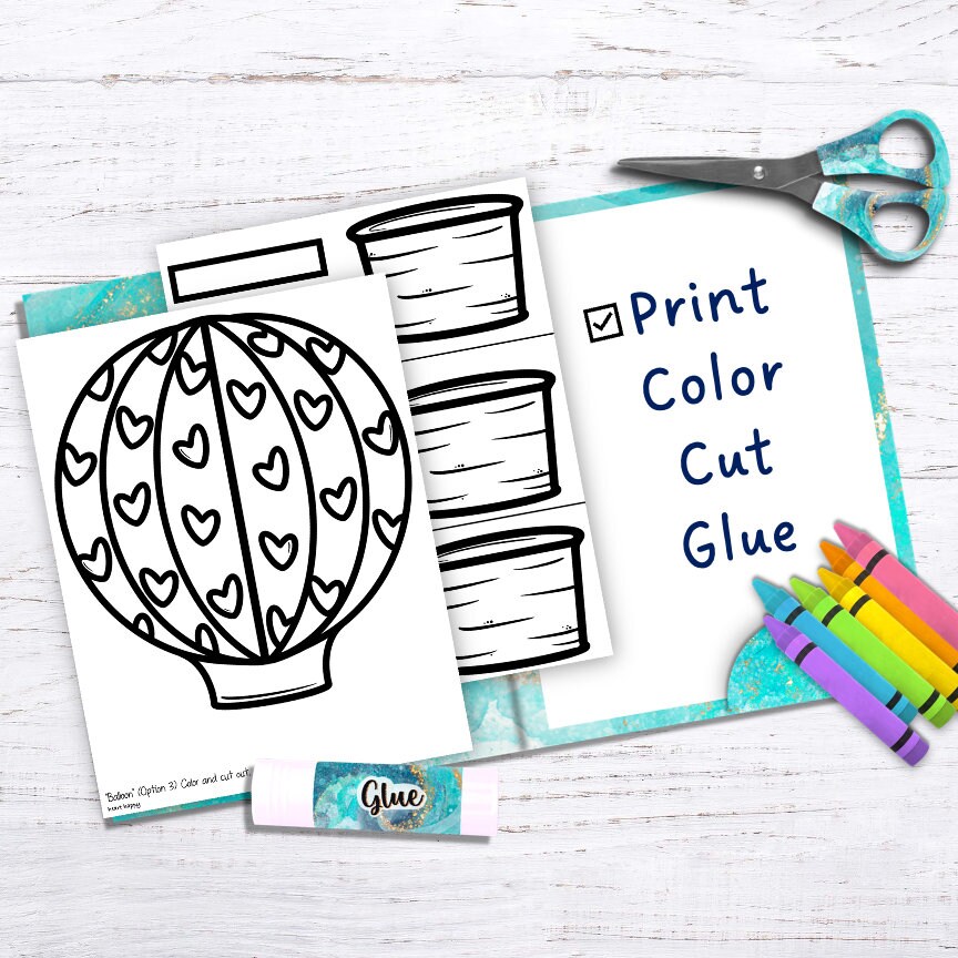 Hot Air Balloon Kids Printable Craft Template, New Mexico State Symbols ...