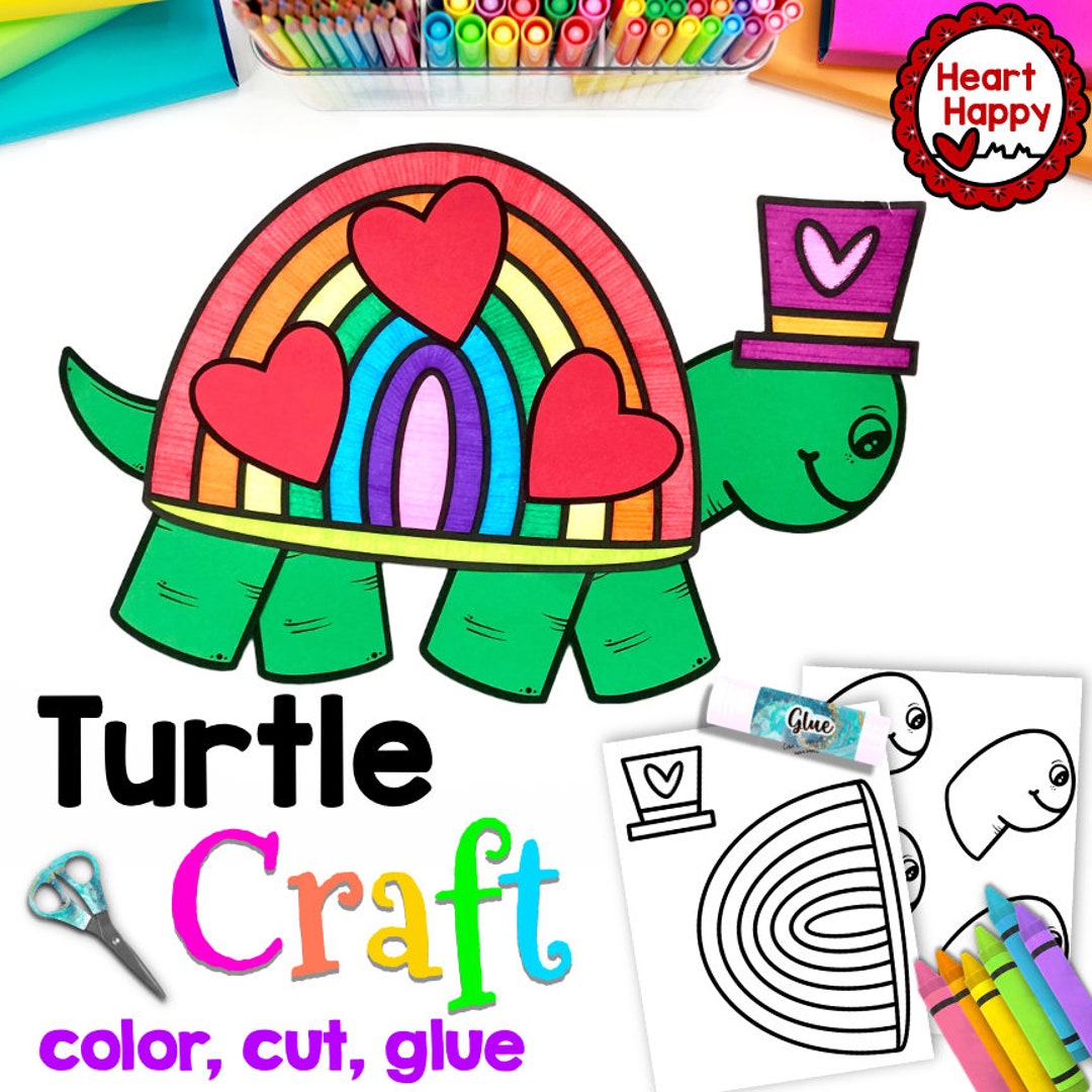 Valentines Turtle Kids Printable Craft Template, Valentines Craft ...