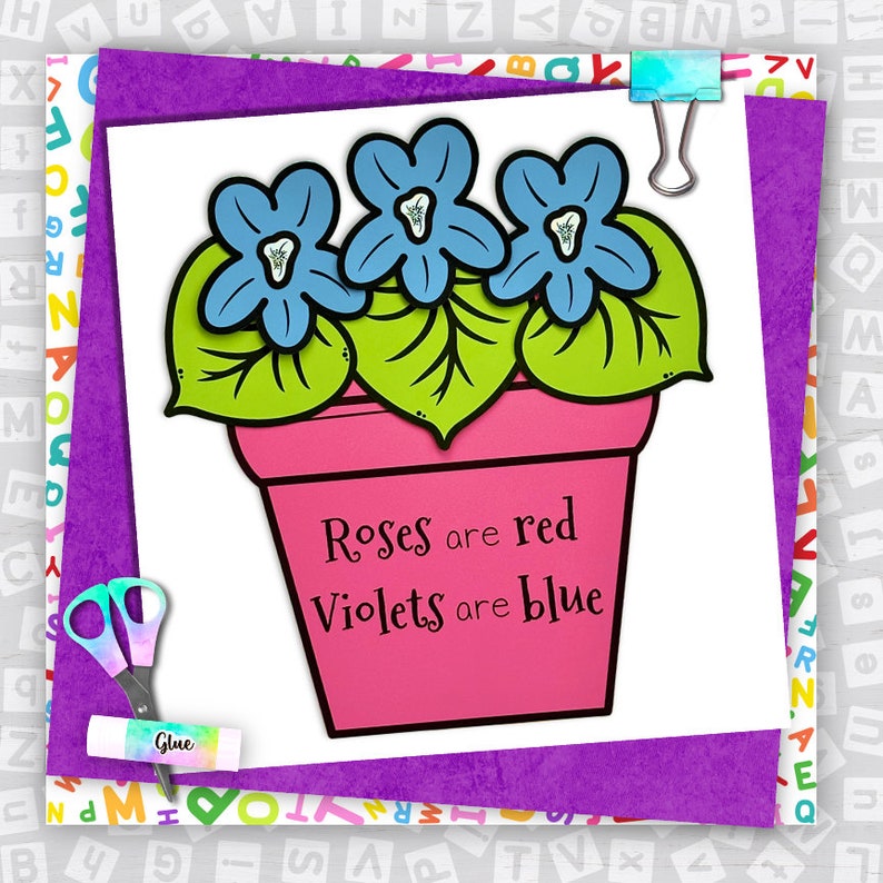 Violets Craft, Kids Printable Craft Template, Flower Craft, Spring ...