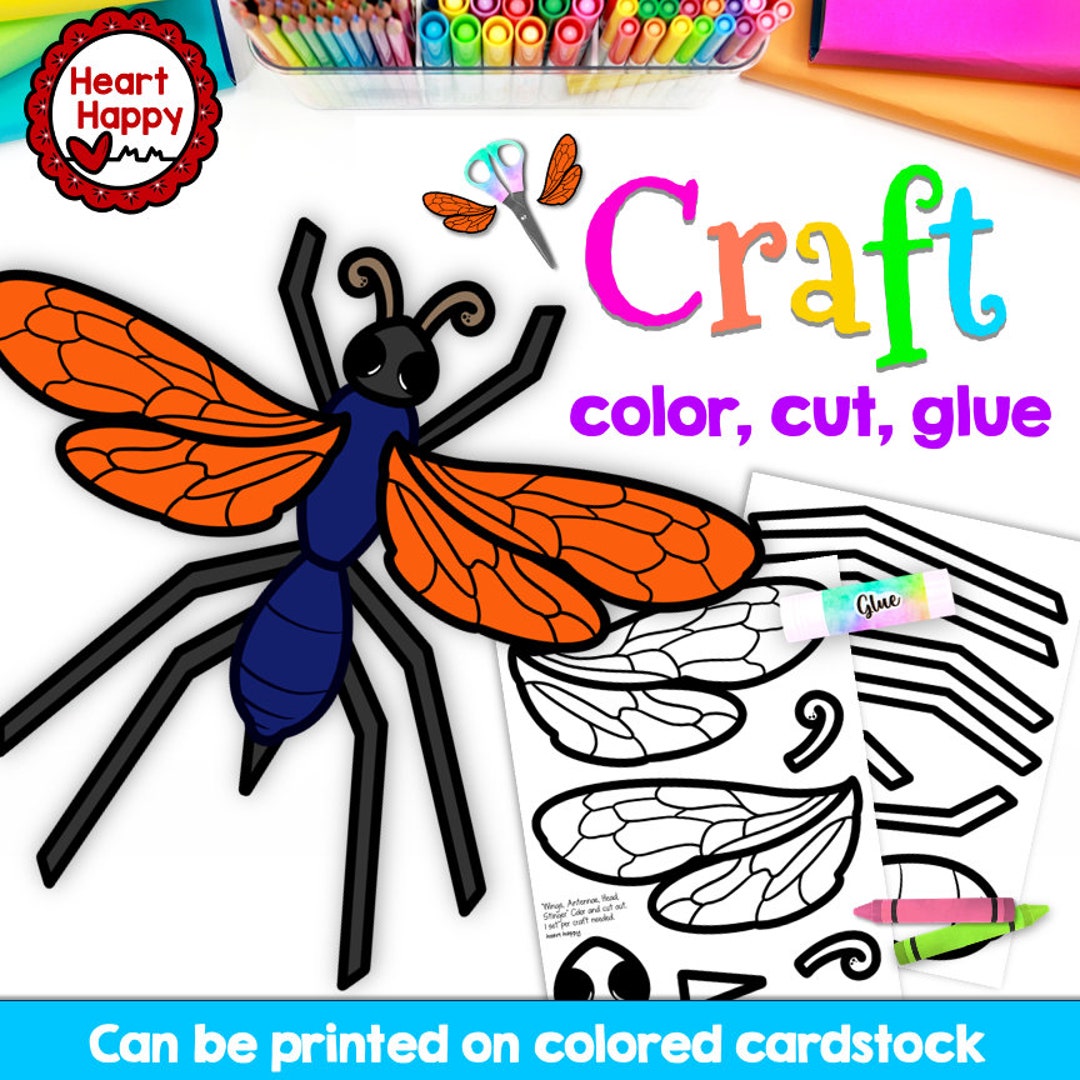 Tarantula Hawk Wasp Craft, Kids Printable Craft Template, Insect ...