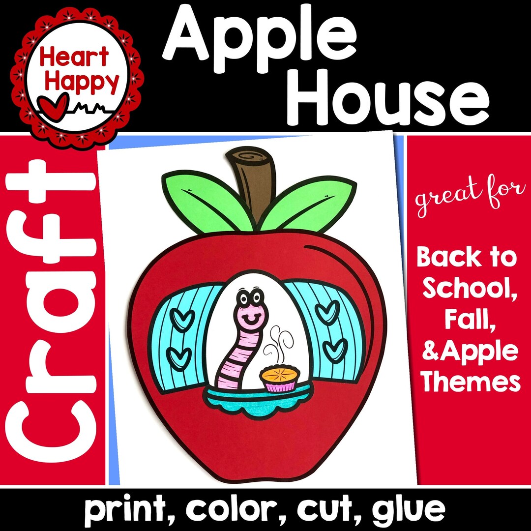 Apple Craft Kids Printable Craft Template Back to School - Etsy