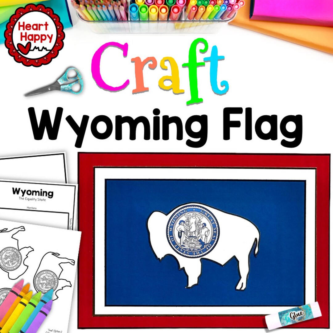 Wyoming Flag Craft, Kids Printable Craft Template, Wyoming State ...