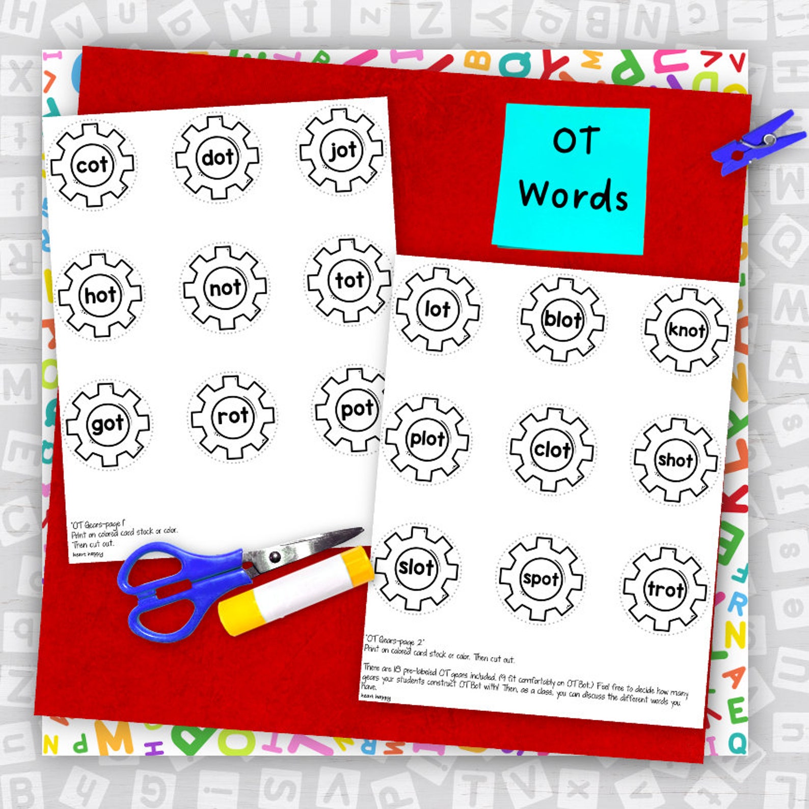 OT Bot, Short O Craft, OT Word Family Craft, Printable Kids Craft ...