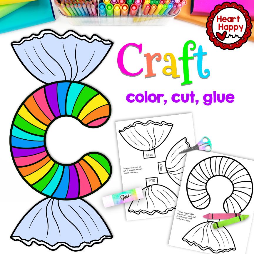 Letter C Candy Craft, Printable Kids Craft Template, Alphabet Craft ...