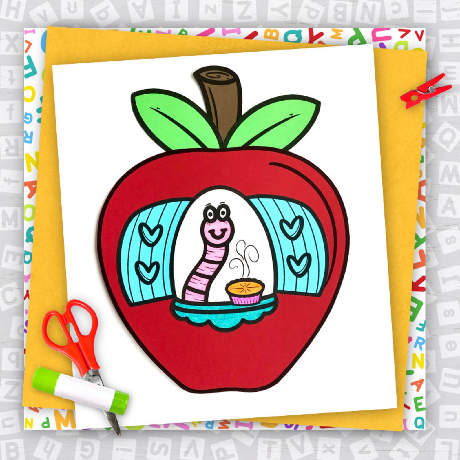 Apple Craft, Kids Printable Craft Template, Back to School, Fall Craft ...