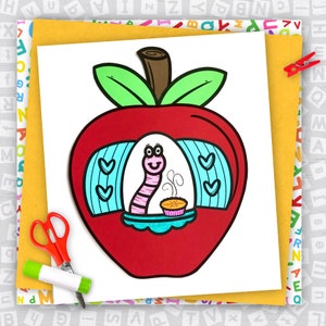 Apple Craft, Kids Printable Craft Template, Back to School, Fall Craft ...