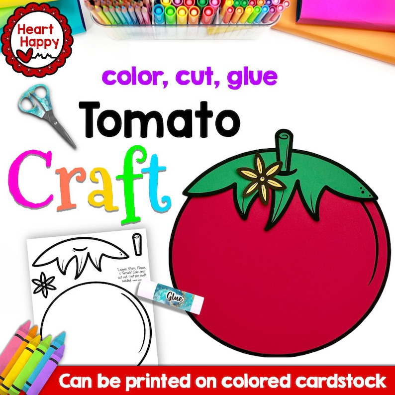 Tomato Craft, Kids Printable Craft Template, Vegetable Craft, Nutrition ...