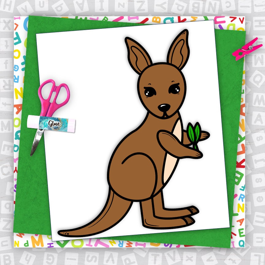 Kangaroo Craft, Kids Printable Craft Template, Zoo Animal Craft, Letter ...