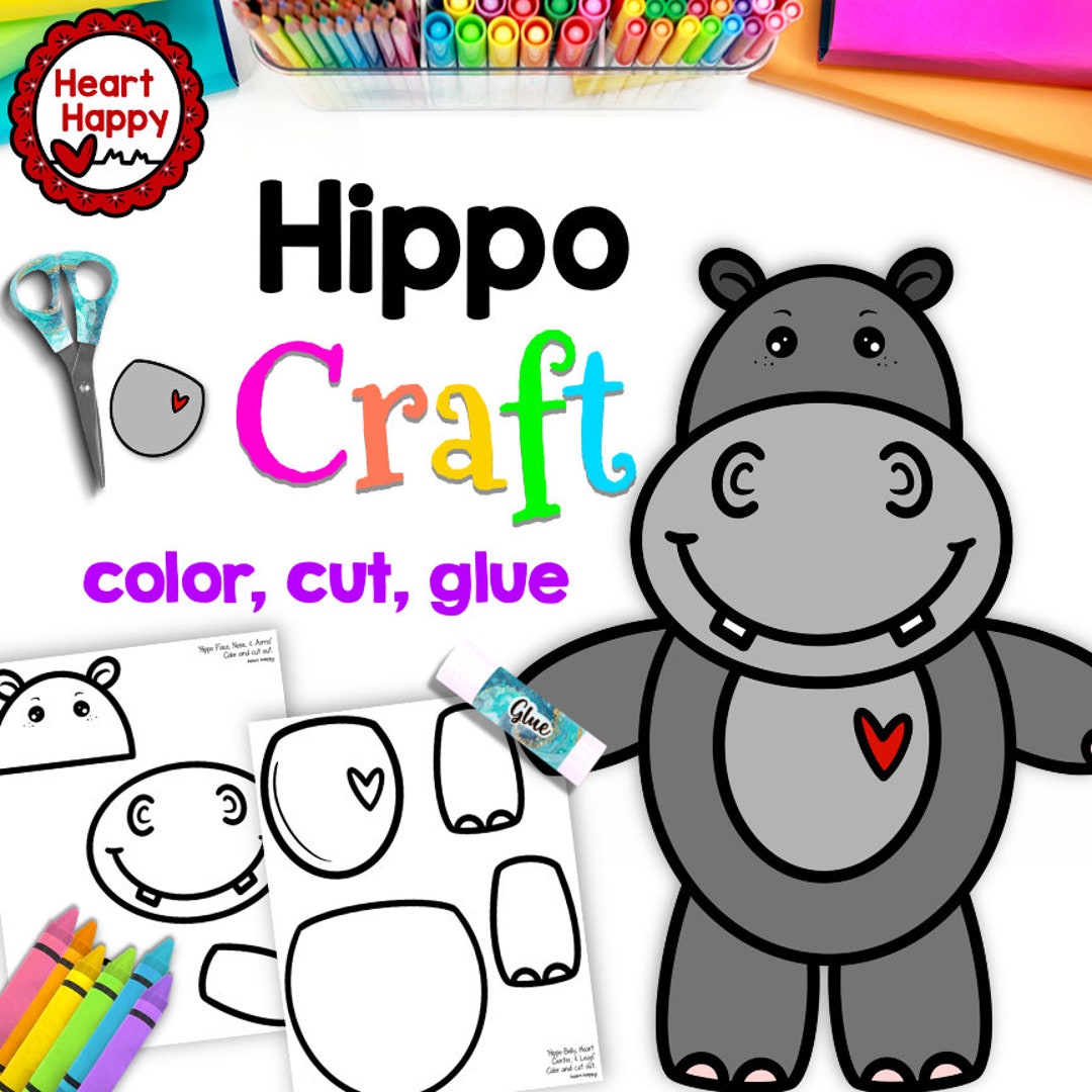 Hippo Kids Printable Craft Template, Zoo Animals Craft, Paper Crafts ...