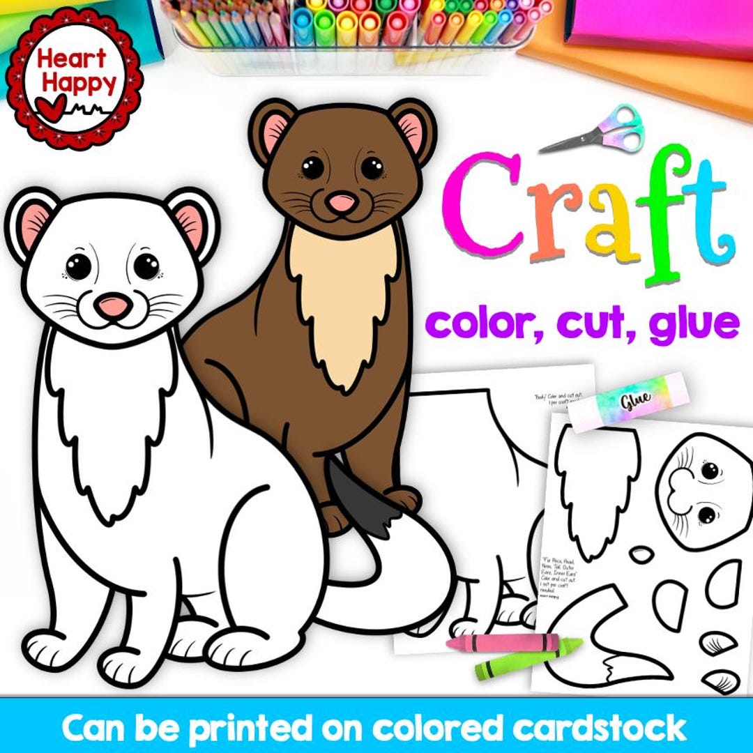 Stoat, Ermine, Weasel Craft, Kids Printable Craft Template, Arctic ...