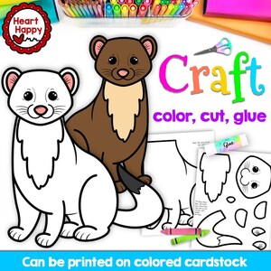 Stoat, Ermine, Weasel Craft, Kids Printable Craft Template, Arctic ...