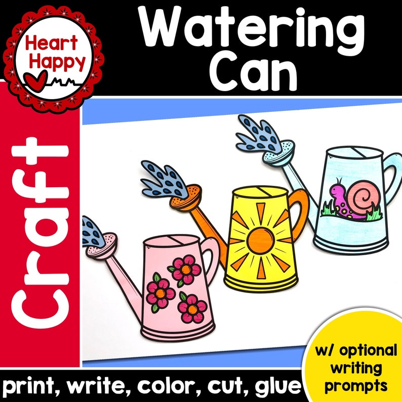 Spring Kids Printable Craft Template Watering Can Garden - Etsy