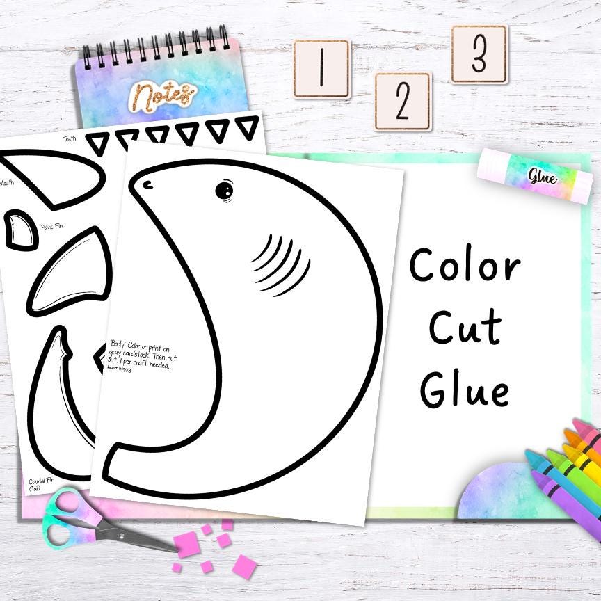 Shark Craft, Kids Printable Craft Template, Ocean Animals, Summer ...