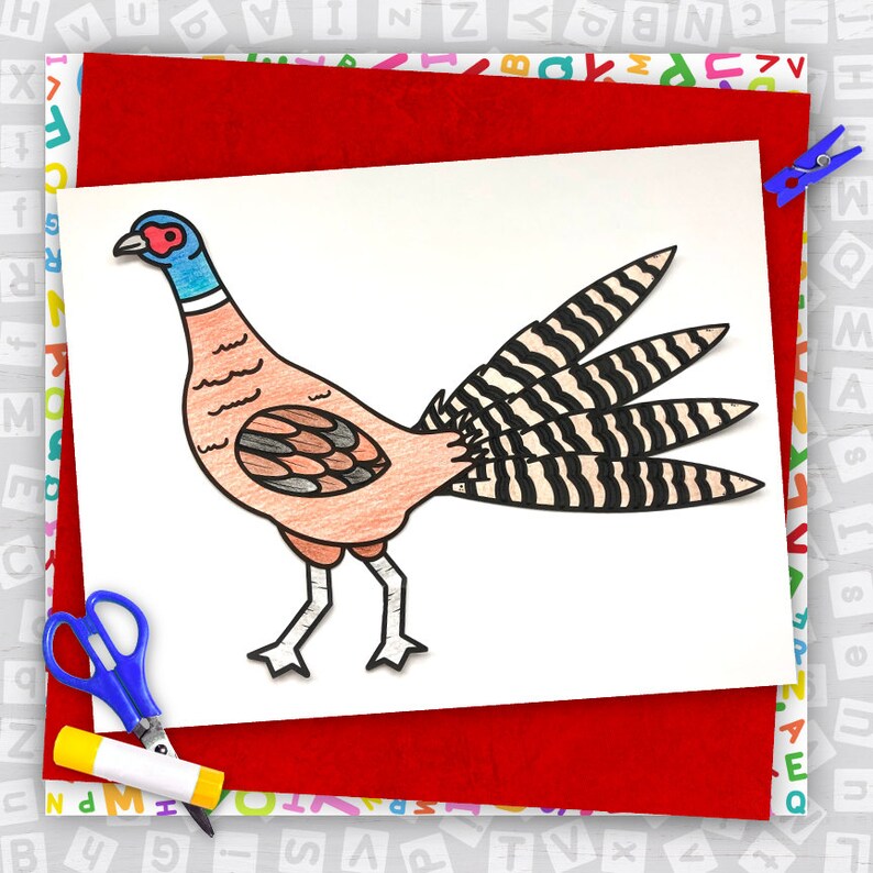 Pheasant Craft, Kids Printable Craft Template, S Dakota State Symbols ...