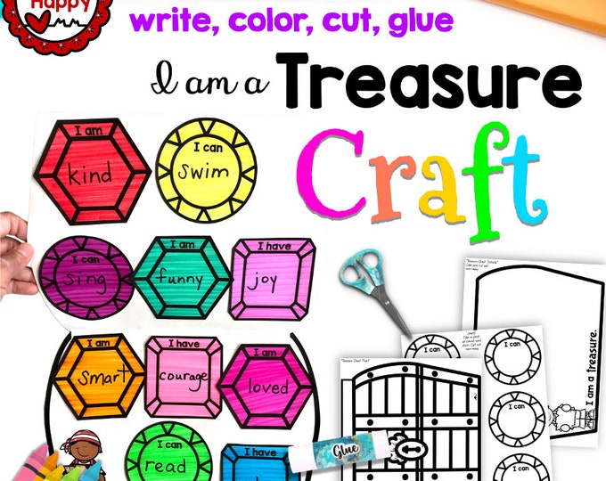 Self Affirmation I Am a Treasure Kids Printable Craft Template, Pirate ...