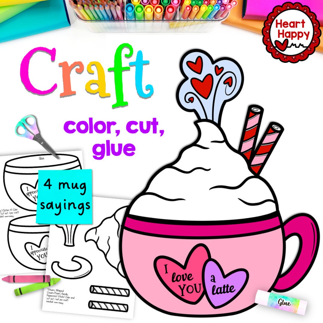Valentine Latte Kids Printable Craft Template, Mother's Day Craft ...