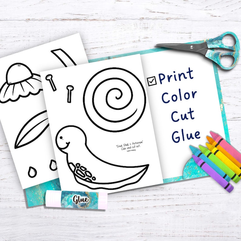 Printable Kids Snail Craft Template, Insect Craft, Spring Craft, Flower ...