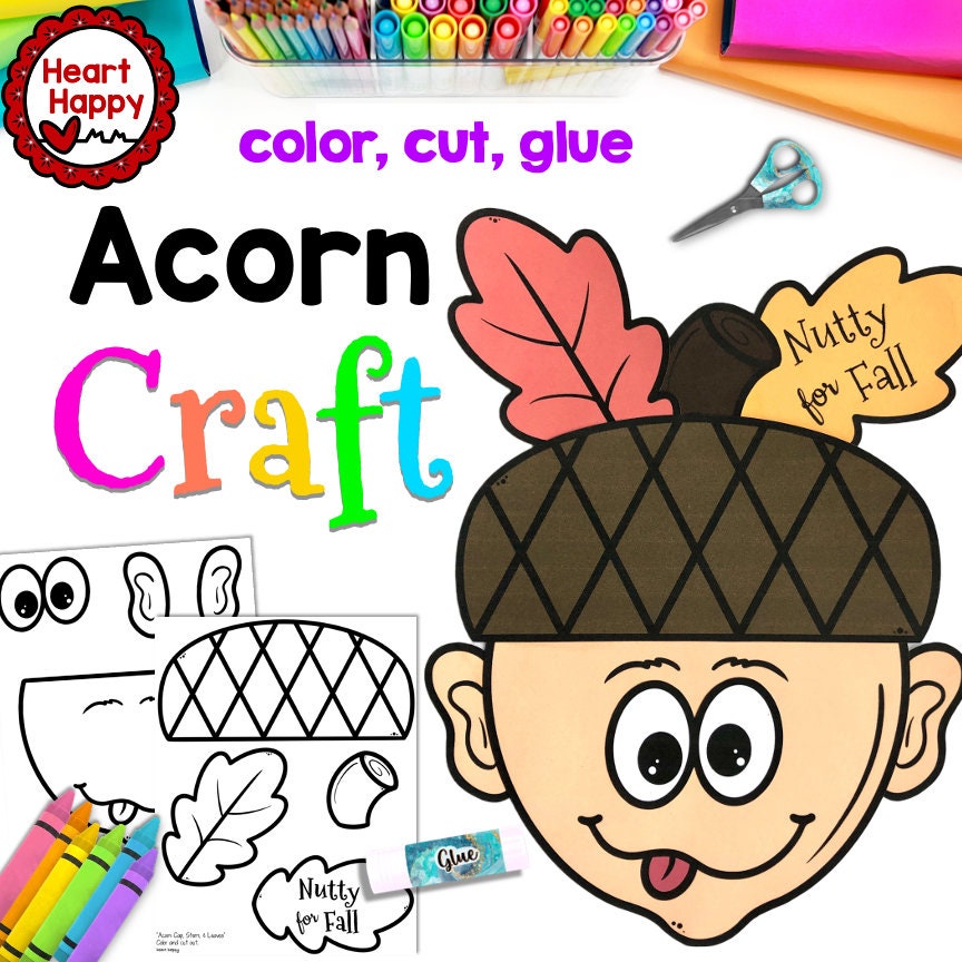 Fall Acorn Kids Printable Craft Template, Kids Fall/autumn Craft ...