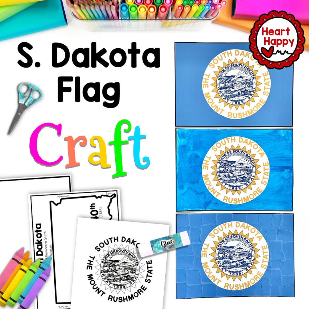 South Dakota Flag Craft, Kids Printable Craft Template, South Dakota ...