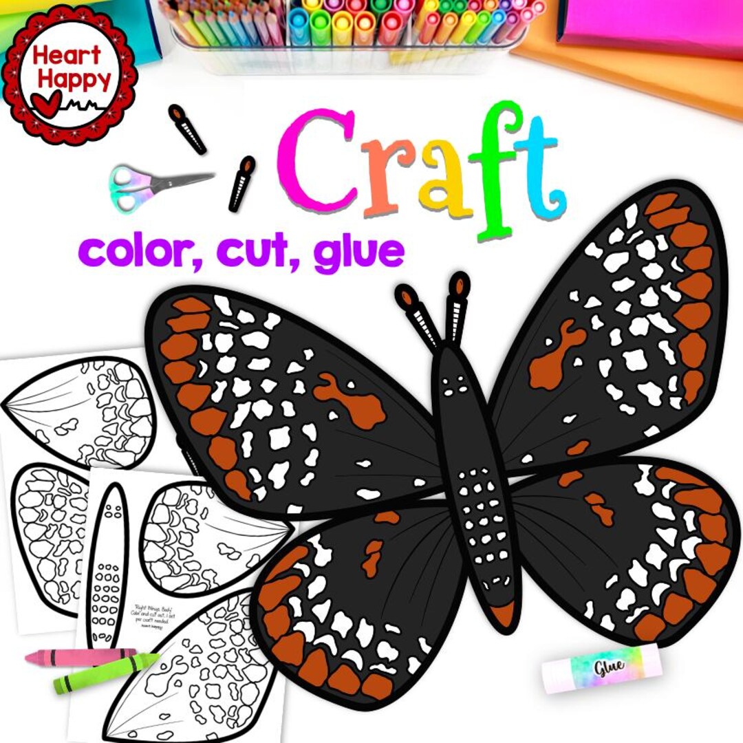 Butterfly Craft, Kids Printable Craft Template, Spring Craft, Maryland ...