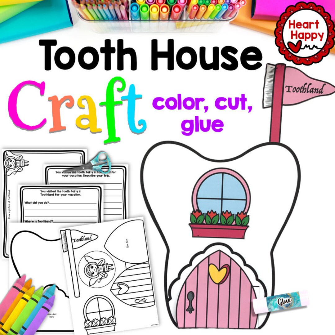 Tooth Craft, Kids Printable Craft Template, Dental Hygiene Month, Tooth ...