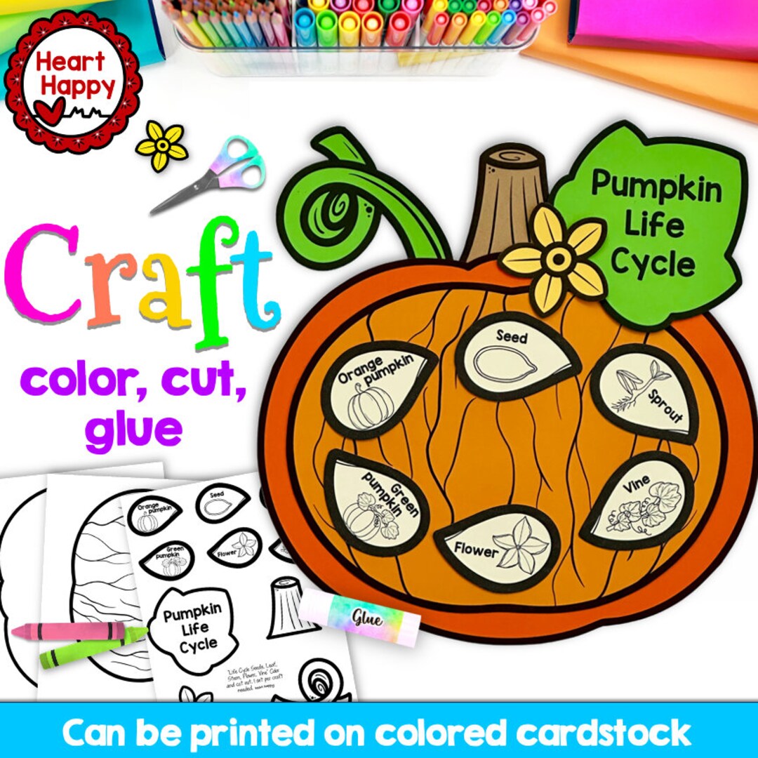 Pumpkin Life Cycle Craft, Kids Printable Craft Template, Fall Craft ...
