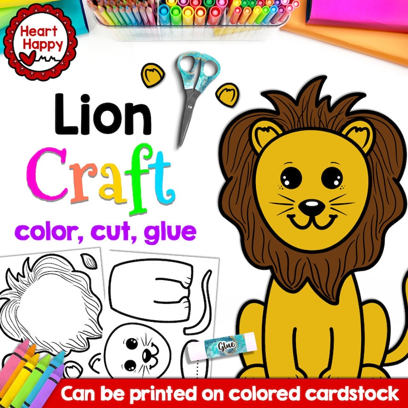 Lion Craft, Kids Printable Craft Template, Zoo Animal Craft, Letter L ...