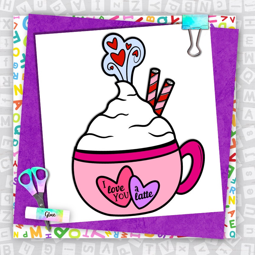 Valentine Latte Kids Printable Craft Template, Mother's Day Craft ...