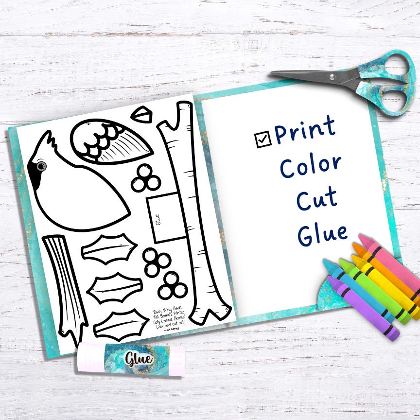Cardinal Bird Craft, Kids Printable Craft Template, Winter Craft, State ...