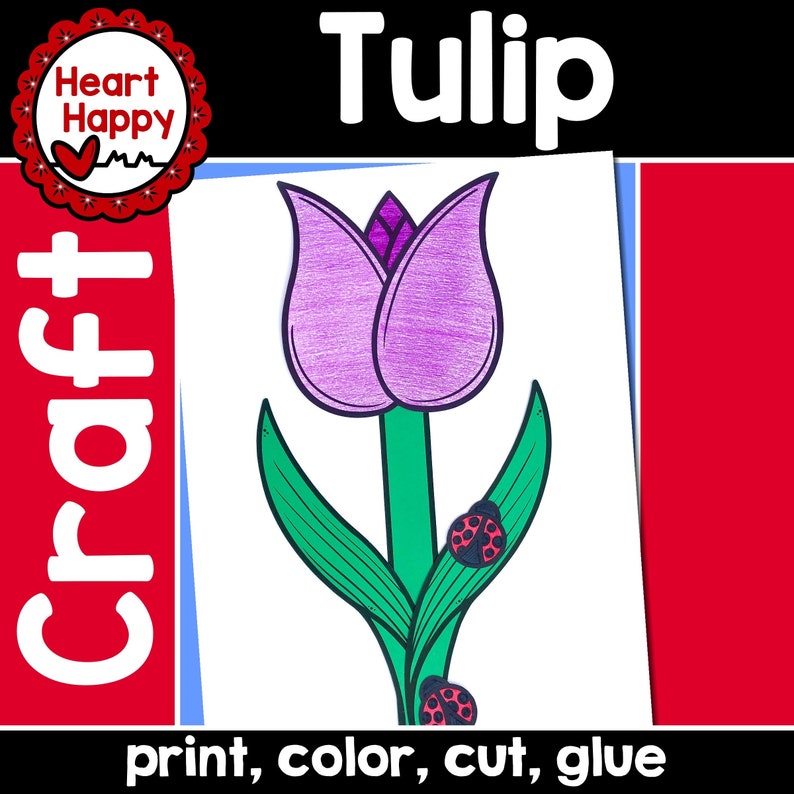 Printable Kids Tulip Craft Template Garden Craft Flower - Etsy