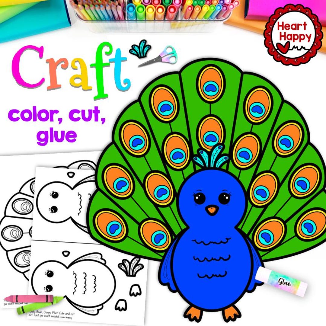 Peacock Craft, Kids Printable Craft Template, Letter P, Science ...