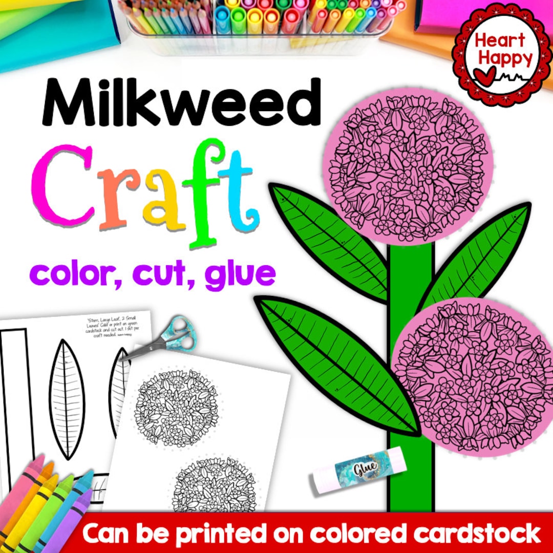 Milkweed Craft, Printable Kids Template, Spring, Summer, Butterfly Life ...