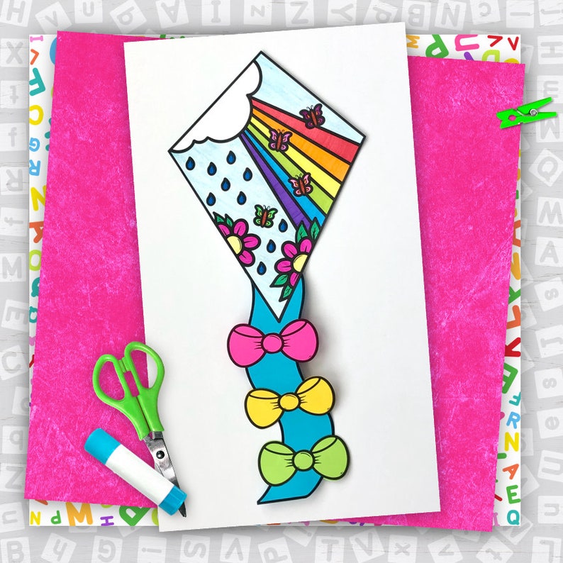 Spring Kite Kids Printable Craft Template, Creative Writing, Paper ...