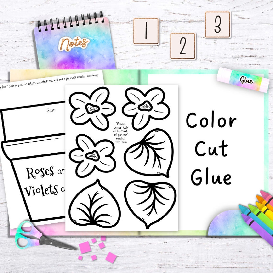 Violets Craft Kids Printable Craft Template Flower Craft - Etsy