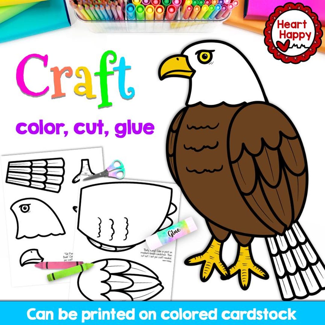 Eagle Craft, Kids Printable Craft Template, US National Symbols, Letter ...