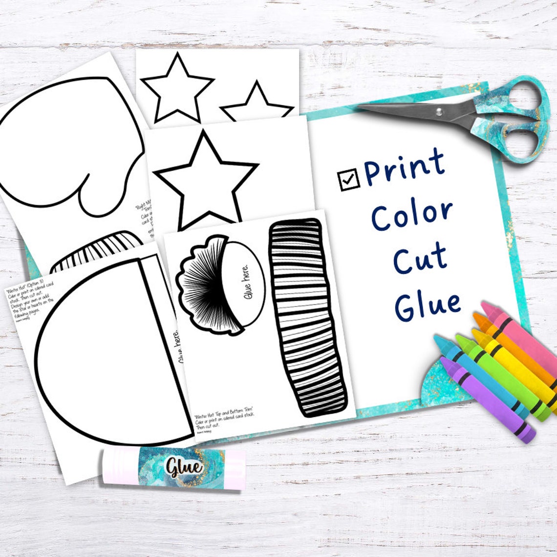 Winter Hat & Mittens Kids Printable Craft Template, Winter Craft, Paper ...