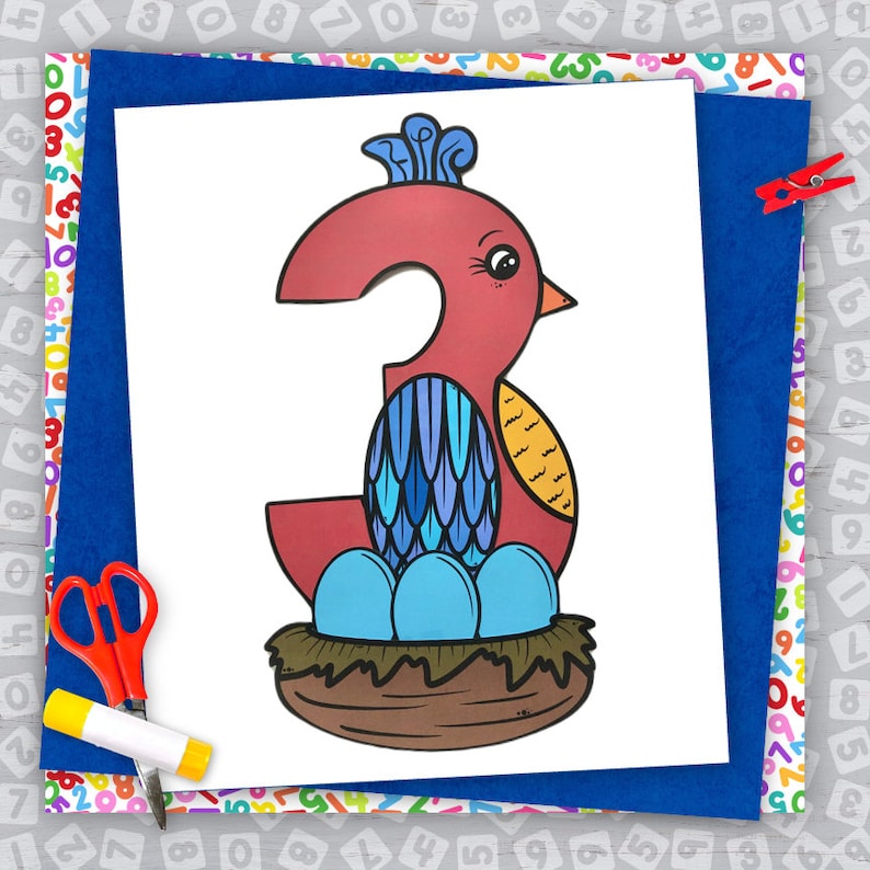 Number Three Craft, Kids Printable Craft Template, Number Recognition ...