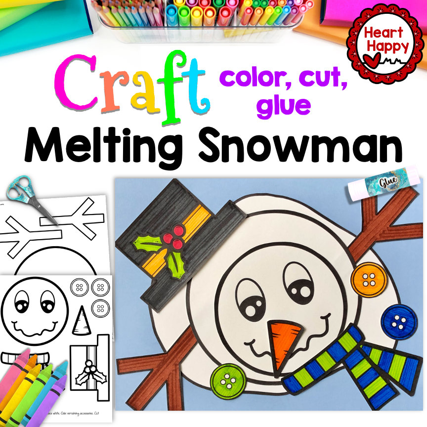 Snowman Kids Printable Craft Template, Winter Craft, Paper Crafts ...
