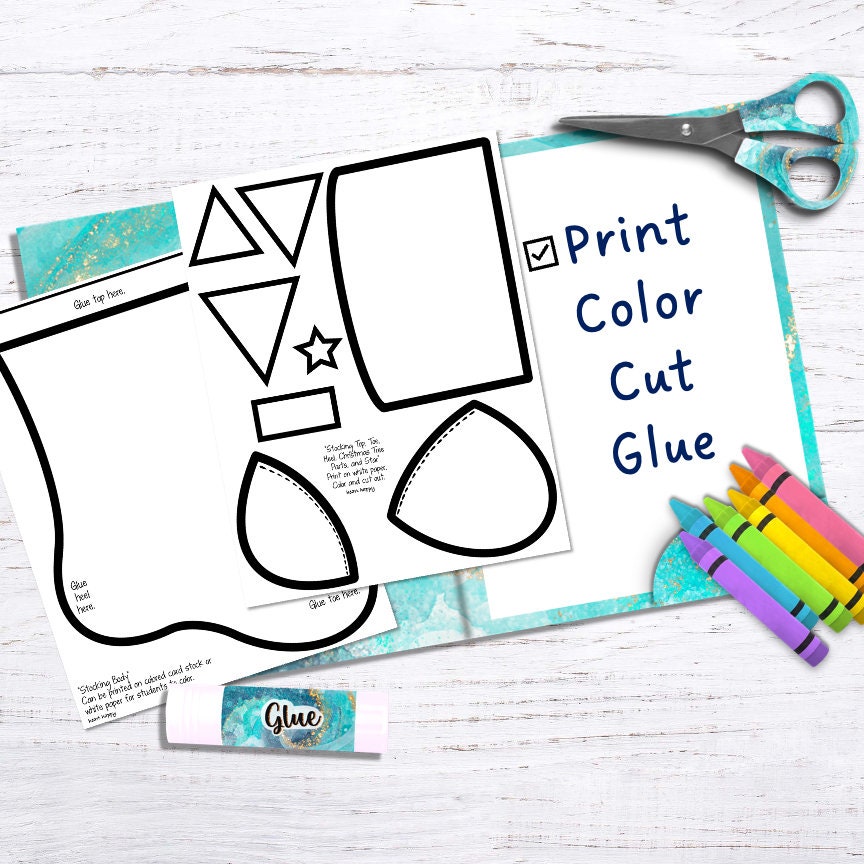 Christmas Stocking Kids Printable Craft Template, Kids Christmas Craft ...