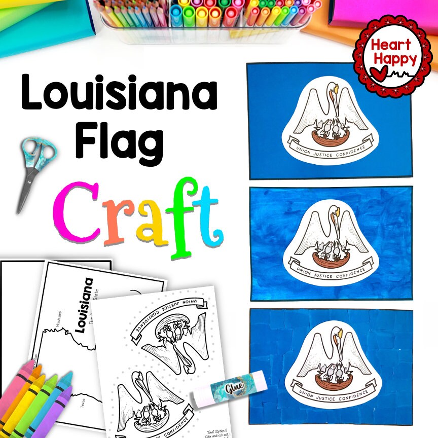 Louisiana Flag Craft, Kids Printable Craft Template, Louisiana State ...