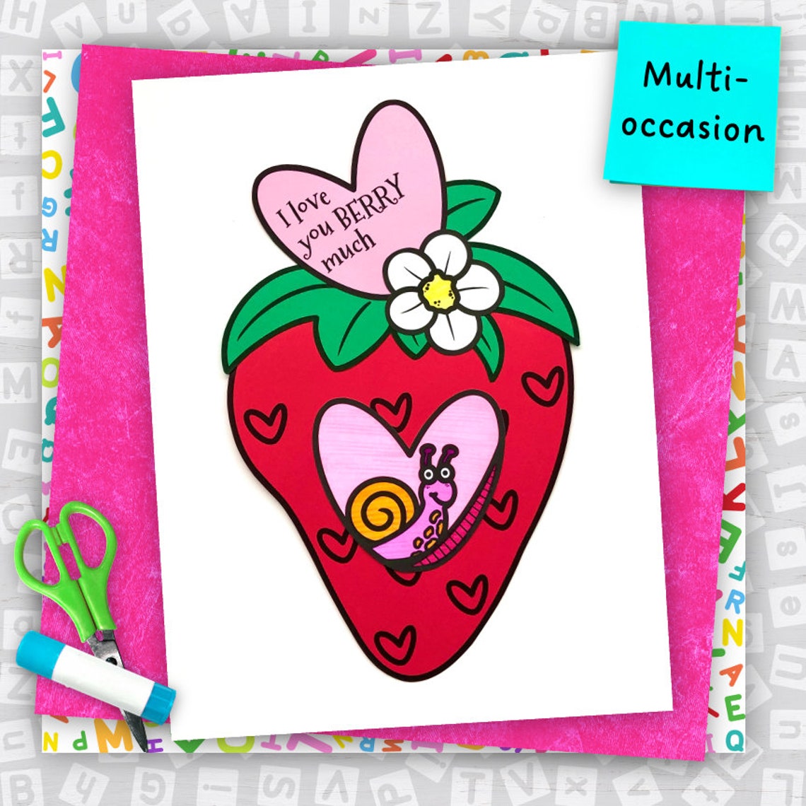 Multi Occasion Kids Printable Card Craft Template, Valentines, Mothers ...