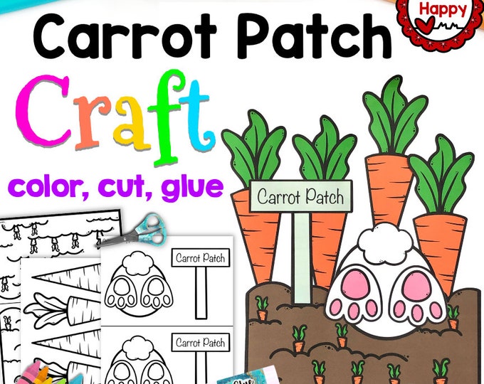 Bunny Tail in Carrot Patch, Kids Printable Craft Template, Spring Craft ...