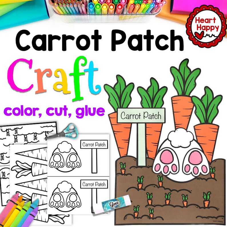Bunny Tail in Carrot Patch, Kids Printable Craft Template, Spring Craft ...